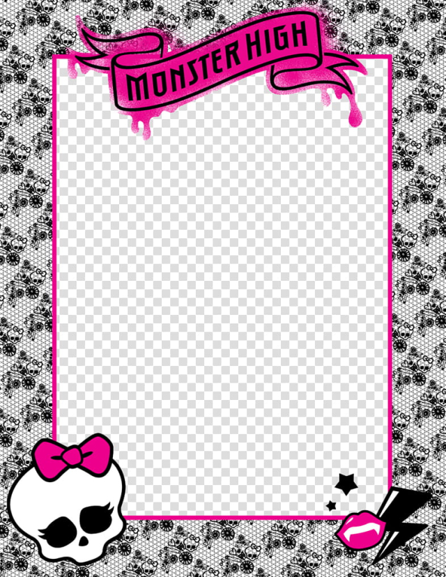 Free: Monster High, white and pink Monster High frame transparent ...