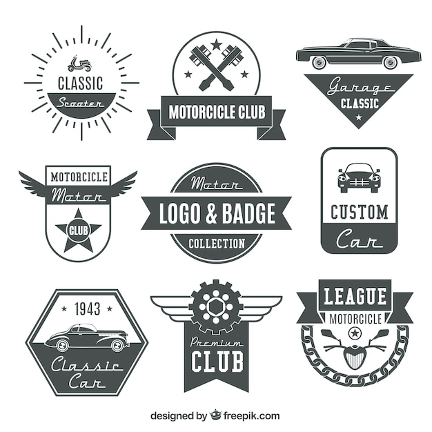 Free: Motor retro logos and badges set - nohat.cc