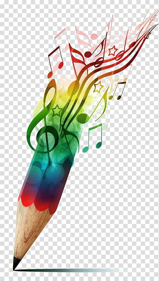 Free: Multicolored pencil and music tones illustration, Musical note ...