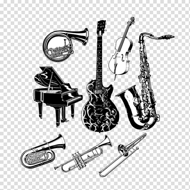 Free: Musical Instruments Music Tuba, Eight black and white hand ...