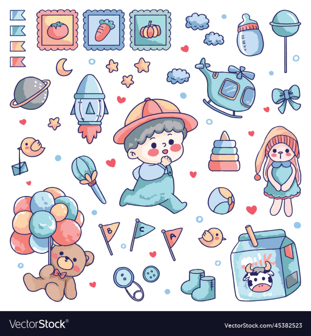 Free: new birth little boy baby set collection hand draw - nohat.cc