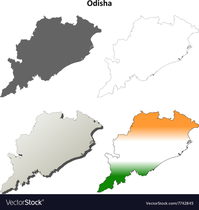 Free: Odisha blank detailed outline map set vector image - nohat.cc