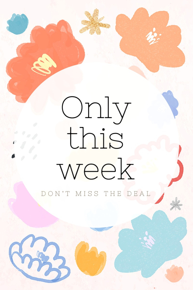 Free: Only this week text promotion psd floral patterned background ...