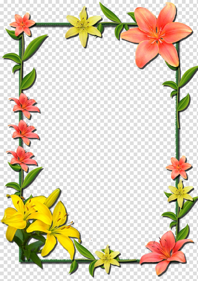 Free: Orange and lily flower border , Borders and Frames Frames Flower ...