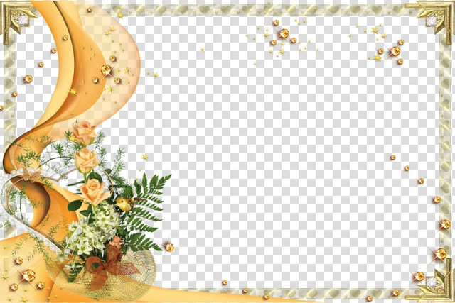 Free: Orange floral frame, Wedding invitation Paper Template Greeting ...