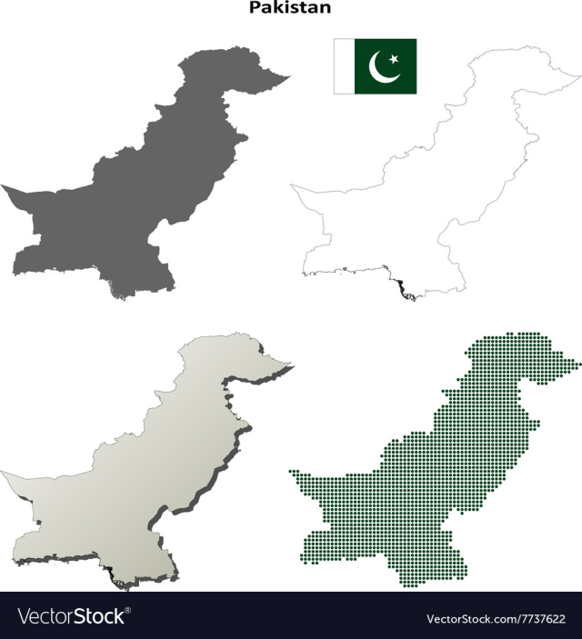 Free: Pakistan outline map set vector image - nohat.cc