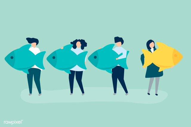 Free: People carrying fish icons in leadership conc.. | Free stock ...