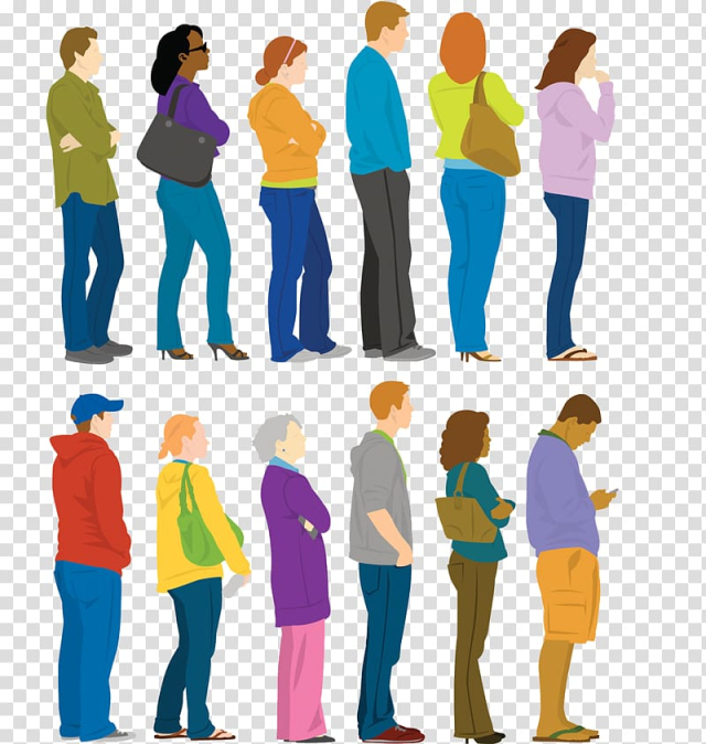 Free: People Illustration, Line up shopping payment transparent ...