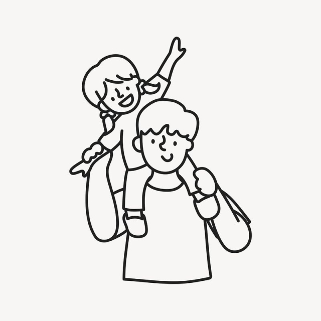 Free: Piggyback ride doodle clipart, father | Free Vector Illustration ...