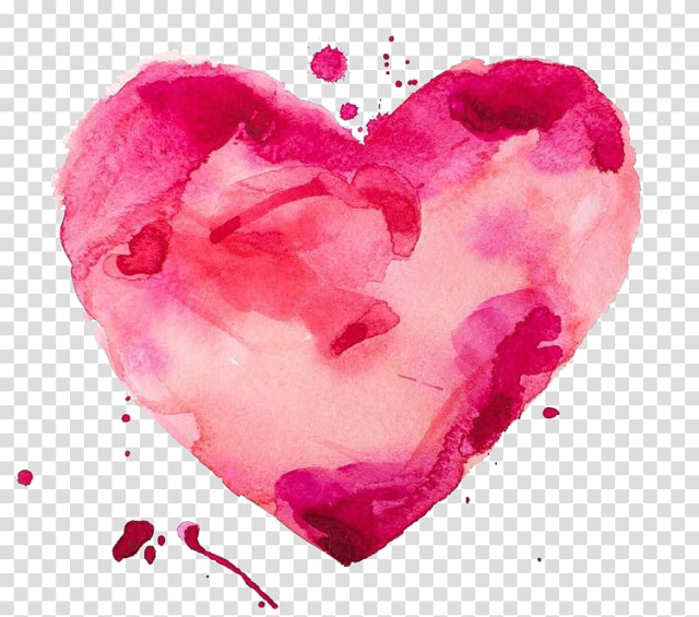 Free: Pink and peach-colored heart , Watercolor painting Heart ...