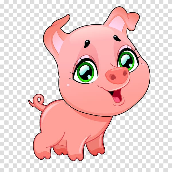 Free: Pink piglet illustration, Domestic pig, cartoon hand painted cute ...