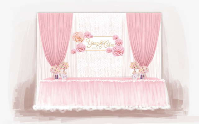 Free: Pink Romantic Wedding, Wedding Clipart, Wedding Reception Table ...