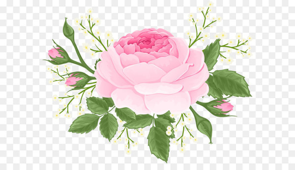 Free: Pink Rose with White Flowers PNG Clip Art Image - nohat.cc