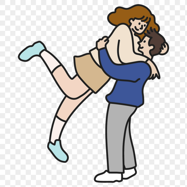 Free: Png couple jumping hug sticker, | Free PNG Illustration ...