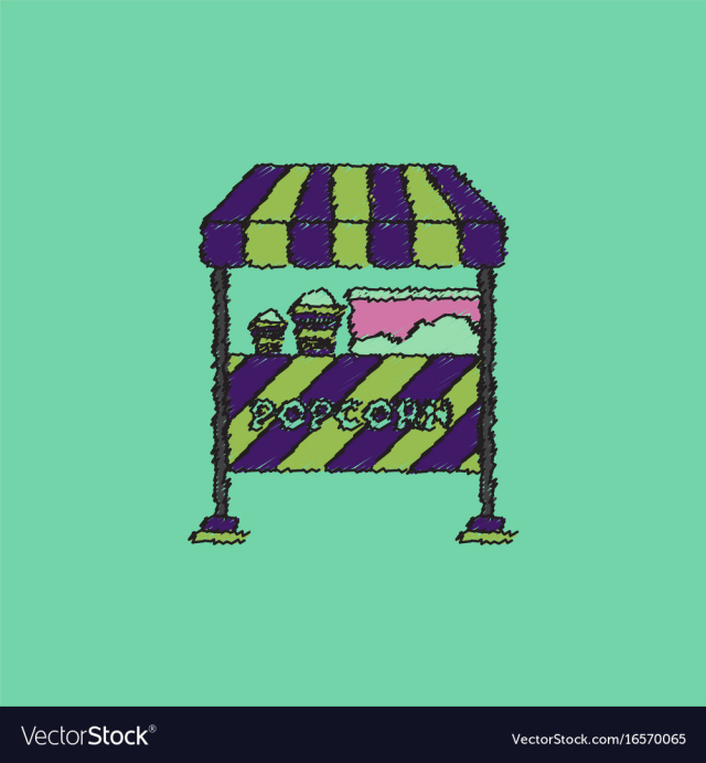 Free: Popcorn shop in hatching style vector image - nohat.cc