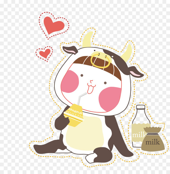 Free: Postage stamp Chinese zodiac Cartoon Illustration - Drink milk ...