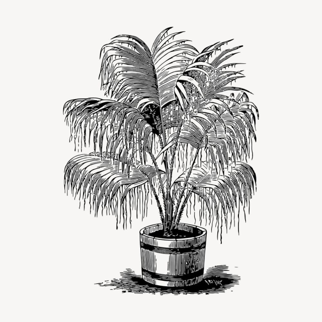 Free: Potted palm tree clipart, vintage | Free Vector - rawpixel - nohat.cc
