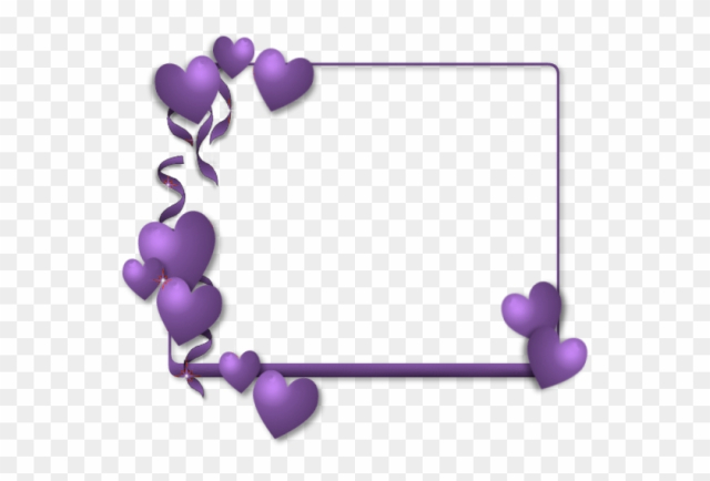 Free: Pretty Rectangle Frame With Purple Hearts - Heart Borders And ...