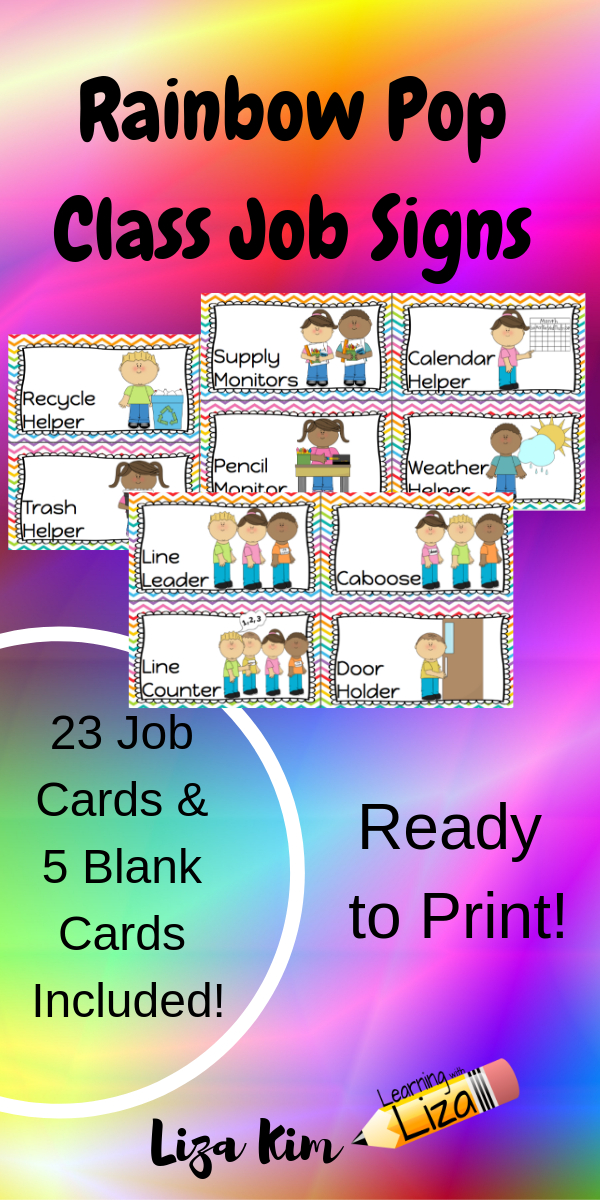 Free: Rainbow Pop Class Job Signs | TpT Store - Learning With Liza ...