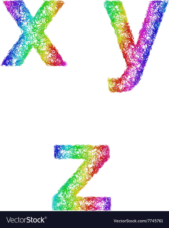 Free: Rainbow sketch font set - lowercase letters x y z vector image ...