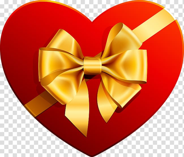 Free: Red and yellow heart box with ribbon, Heart Chocolate box art ...
