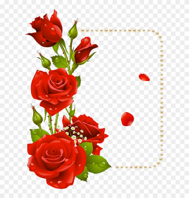 Free: Red Flowers Frame Png Frame With Red Roses And - Frame Red ...