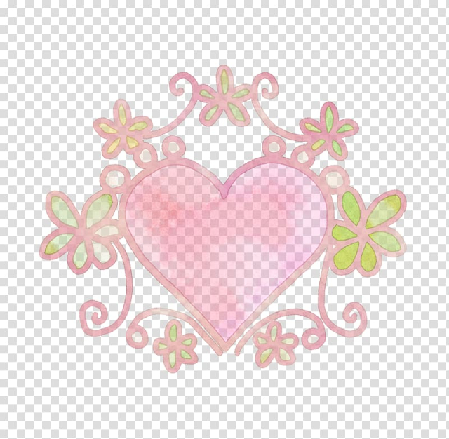 Free: Red Hand-painted illustration frame Heart and flow, others ...