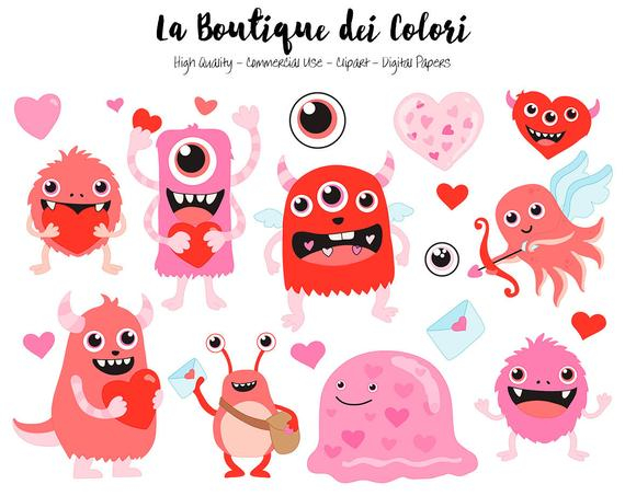 Free: Red Valentine's Day Monsters Clipart, Cute Digital Graphics PNG ...