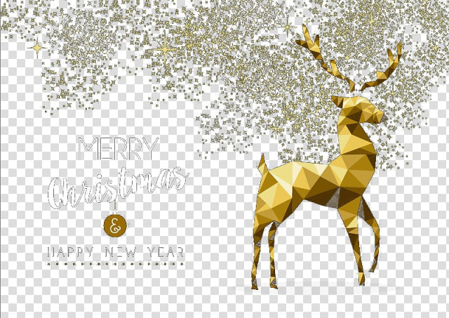 Free: Reindeer Christmas Geometry, Golden Christmas reindeer ...