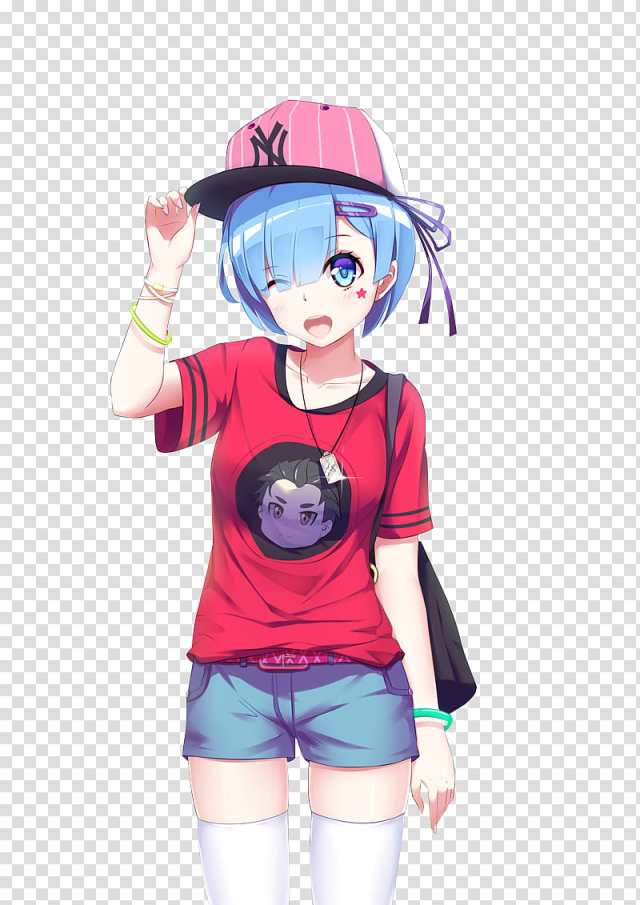 Free: Rem, blue haired female anime character illustration transparent ...