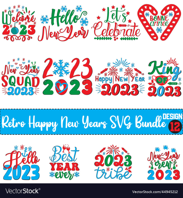 Free: retro happy new year svg bundle - nohat.cc