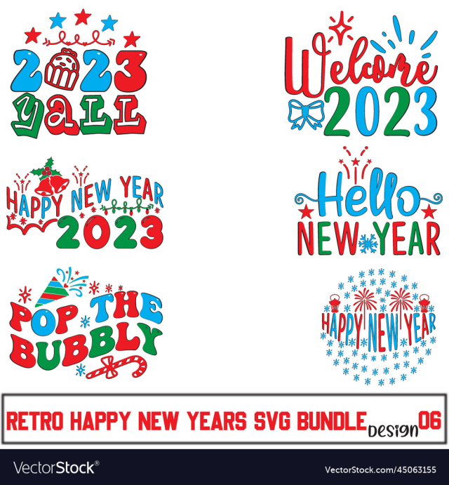 Free: retro happy new year svg bundle - nohat.cc