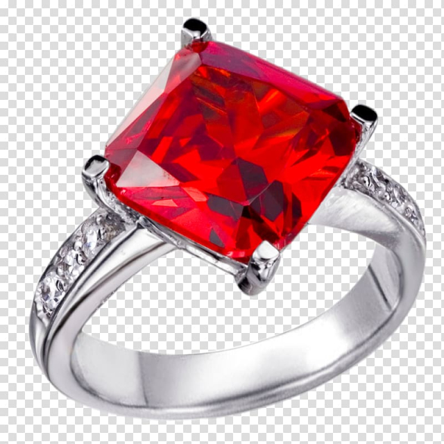 Free: Ring Diamond Ruby Jewellery, Inlaid ruby ring transparent ...