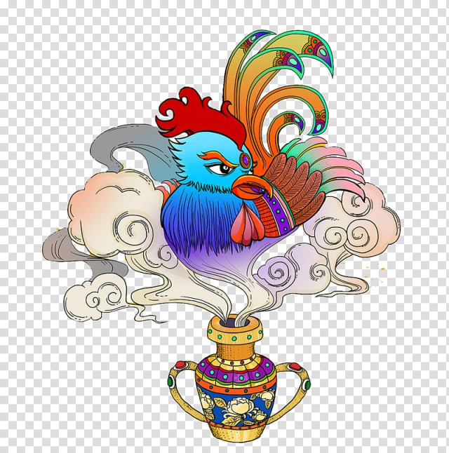 Free: Rooster Chicken Illustration, Myth chicken colorful pattern ...