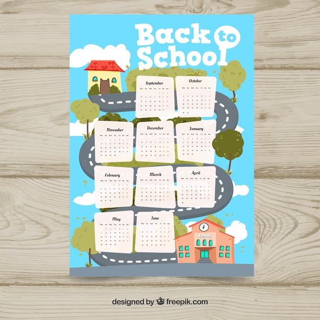 Free: School calendar with road from house to school - nohat.cc