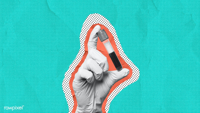 Free: Scientist hand holding a blood test tube on a green background ...