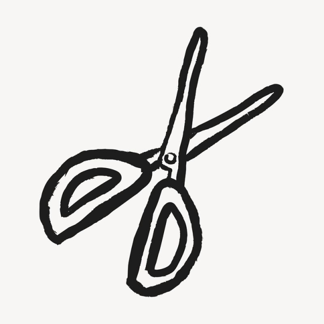 Free: Scissors sticker, stationery doodle in black | Free PSD ...