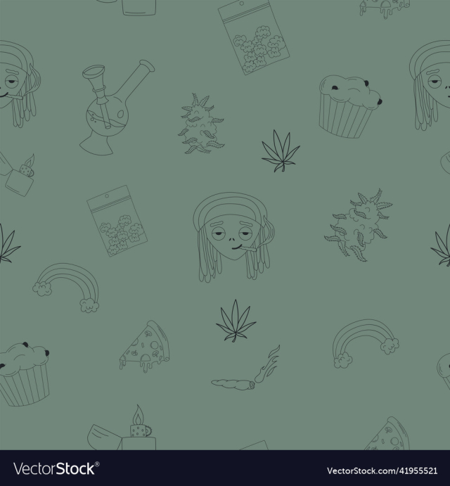 Free: seamless mattern with outline marijuana elements - nohat.cc
