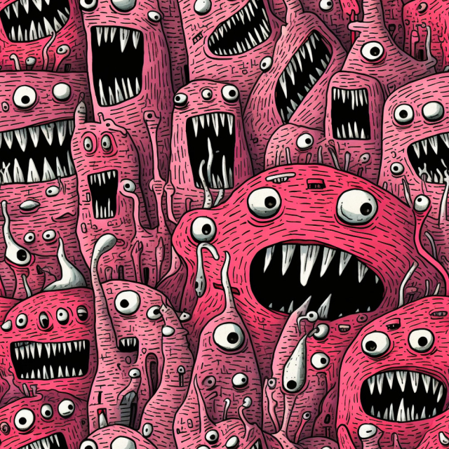 Free: Seamless pattern of Unnerving Hyperdetailed Horror Sketch art ...