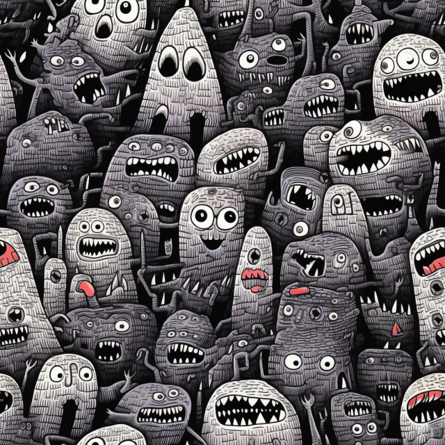 Free: Seamless pattern of Unnerving Hyperdetailed Horror Sketch art ...