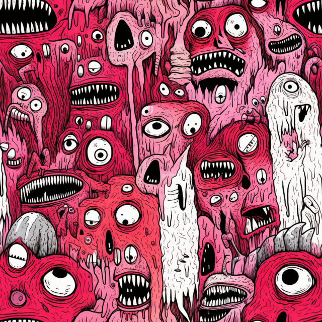 Free: Seamless pattern of Unnerving Hyperdetailed Horror Sketch art ...