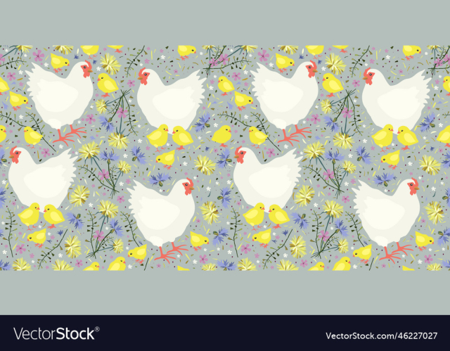 Free: seamless pattern with hens and chicks on floral - nohat.cc