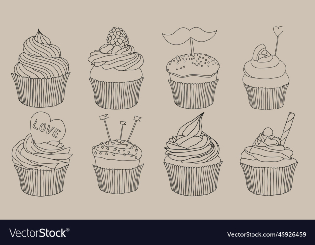 Free: set of hand-drawn cupcakes - nohat.cc