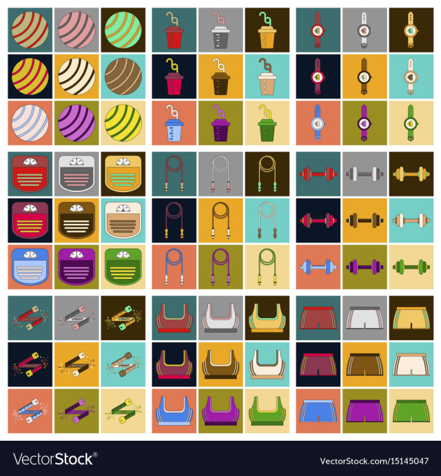 Free: Set of icons in flat design fitness equipment vector image - nohat.cc