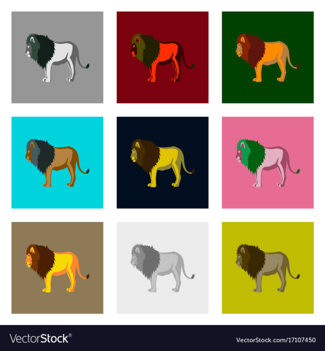 Free: Set of in flat style lions vector image - nohat.cc