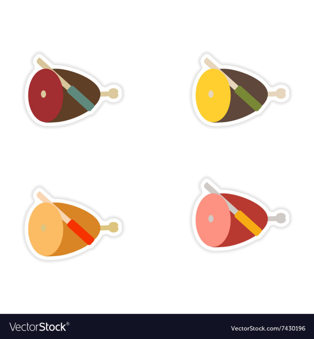 Free: Set of paper stickers on white background ham and vector image ...