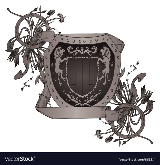 Free: Shield with scroll vector image - nohat.cc