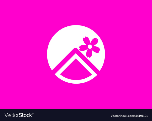 Free: simple beautiful logo house with sun and sakura - nohat.cc