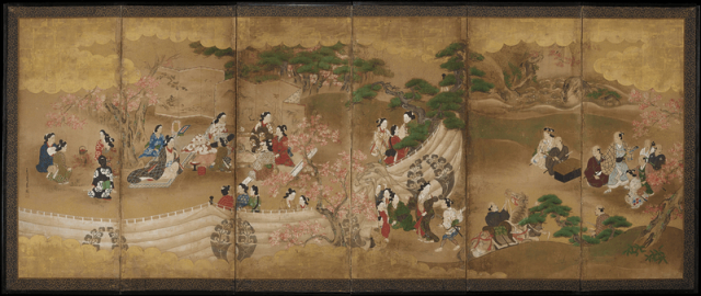 Free: Six-panel half-height screen (chu-byobu) depicting | Free Photo ...