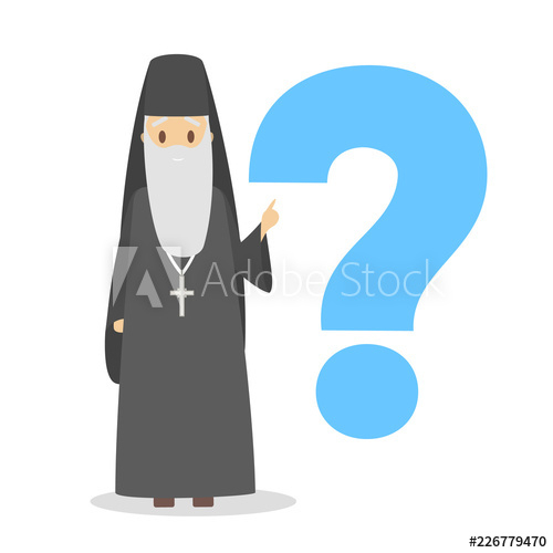 Free: Smiling priest standing in front of question mark - nohat.cc